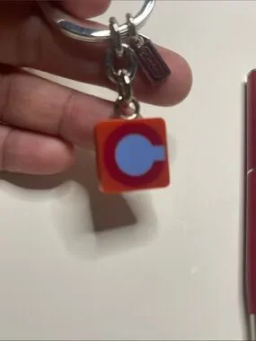 Coach | Accessories | Coach Red Square Keychain With Blue C Logo Accent ...